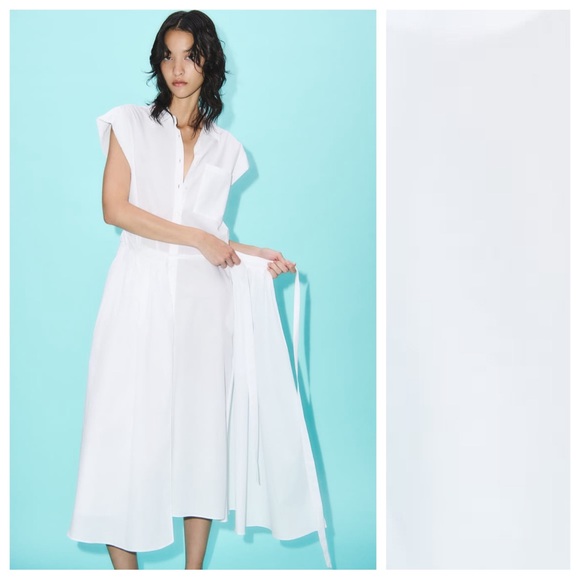 Zara | Dresses | Nwt Zara White Poplin Sleeveless Collared Shirt Midi Dress Size S | Poshmark